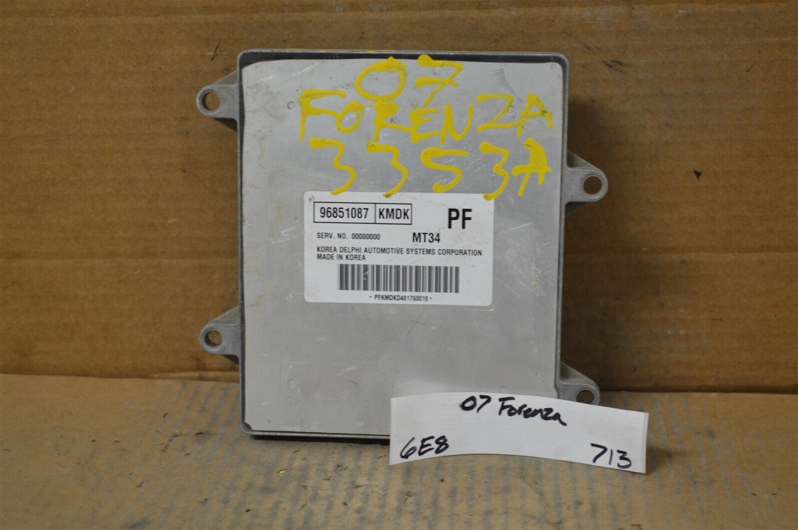 2007 Chevrolet Optra AT Engine Control Unit ECU 96851087 Module 713-6E8 ...