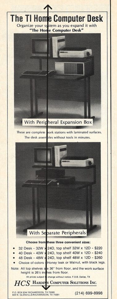 Texas Instruments TI-994A Home Computer Peripheral Desk Designs Hardins ...