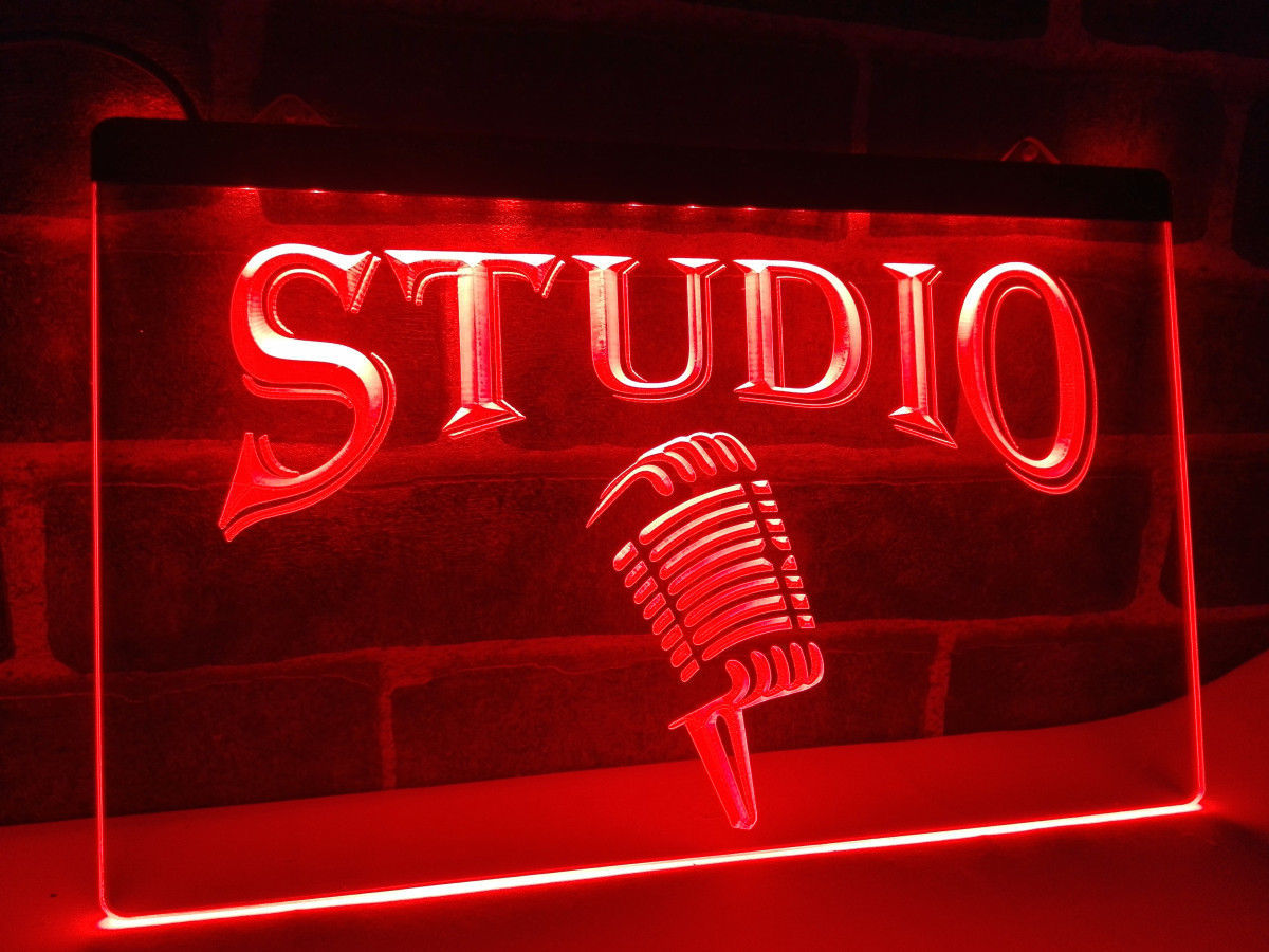 Studio On The Air Microphone music club Bar 3D LED Neon Light Sign ...
