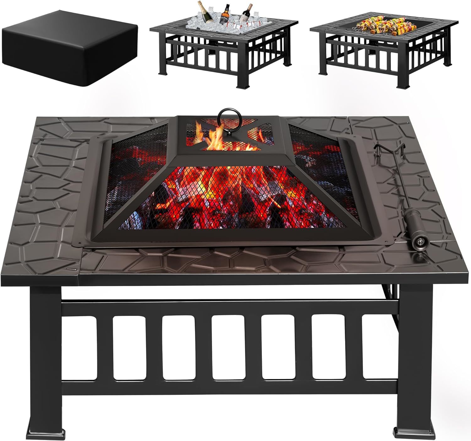 Devoko Fire Pit 32 In Outdoor Firepit Table Metal Fireplaces For ...