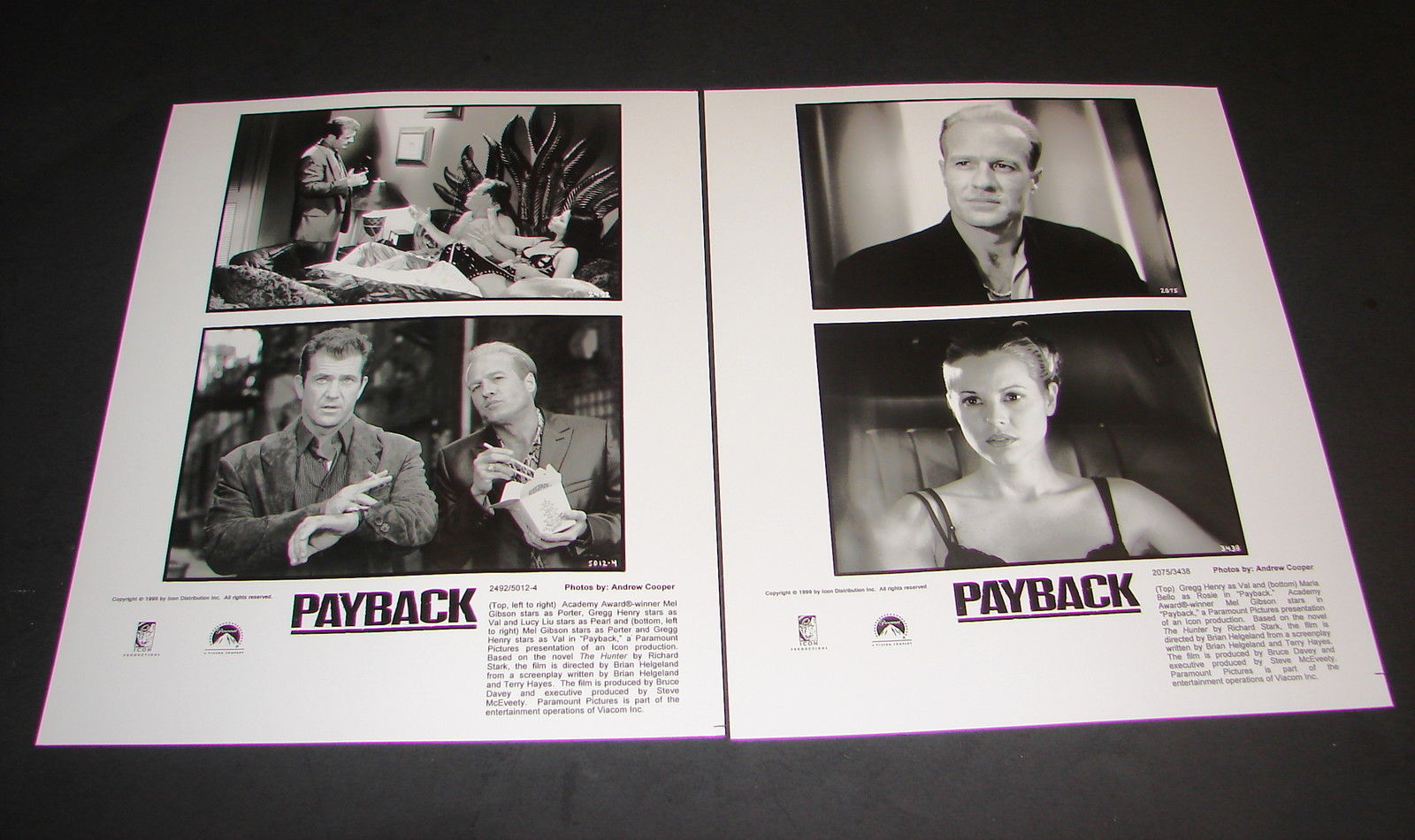 2 1999 Movie PAYBACK Press Photos Mel Gibson Lucy Lui Gregg Henry Maria ...