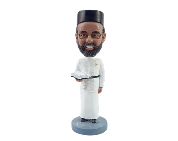Custom Bobblehead Religious priest wearing long robes holding the ...