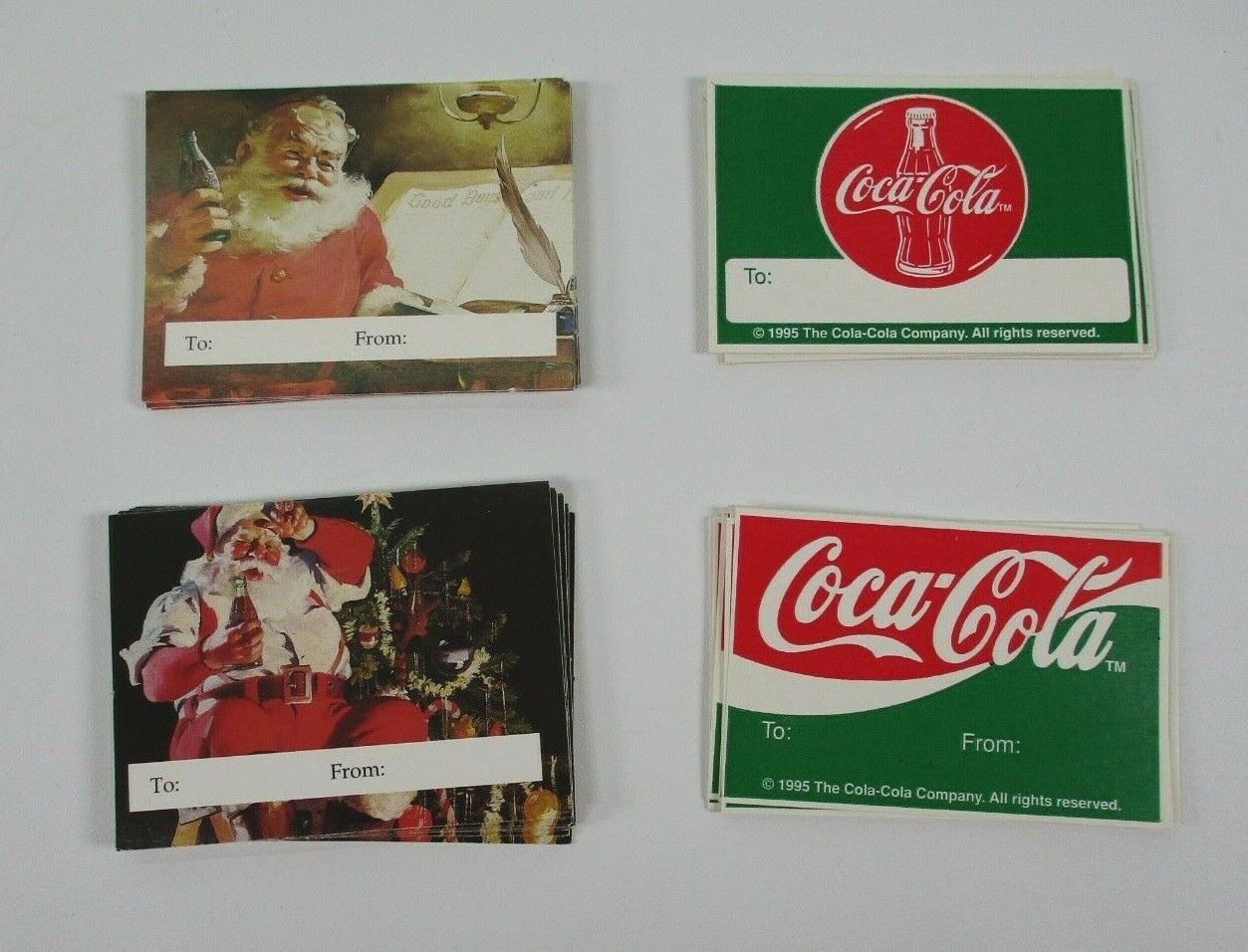 Vintage 1995 Coca Cola Christmas Gift Tags Coca Cola Santa Coke - Other