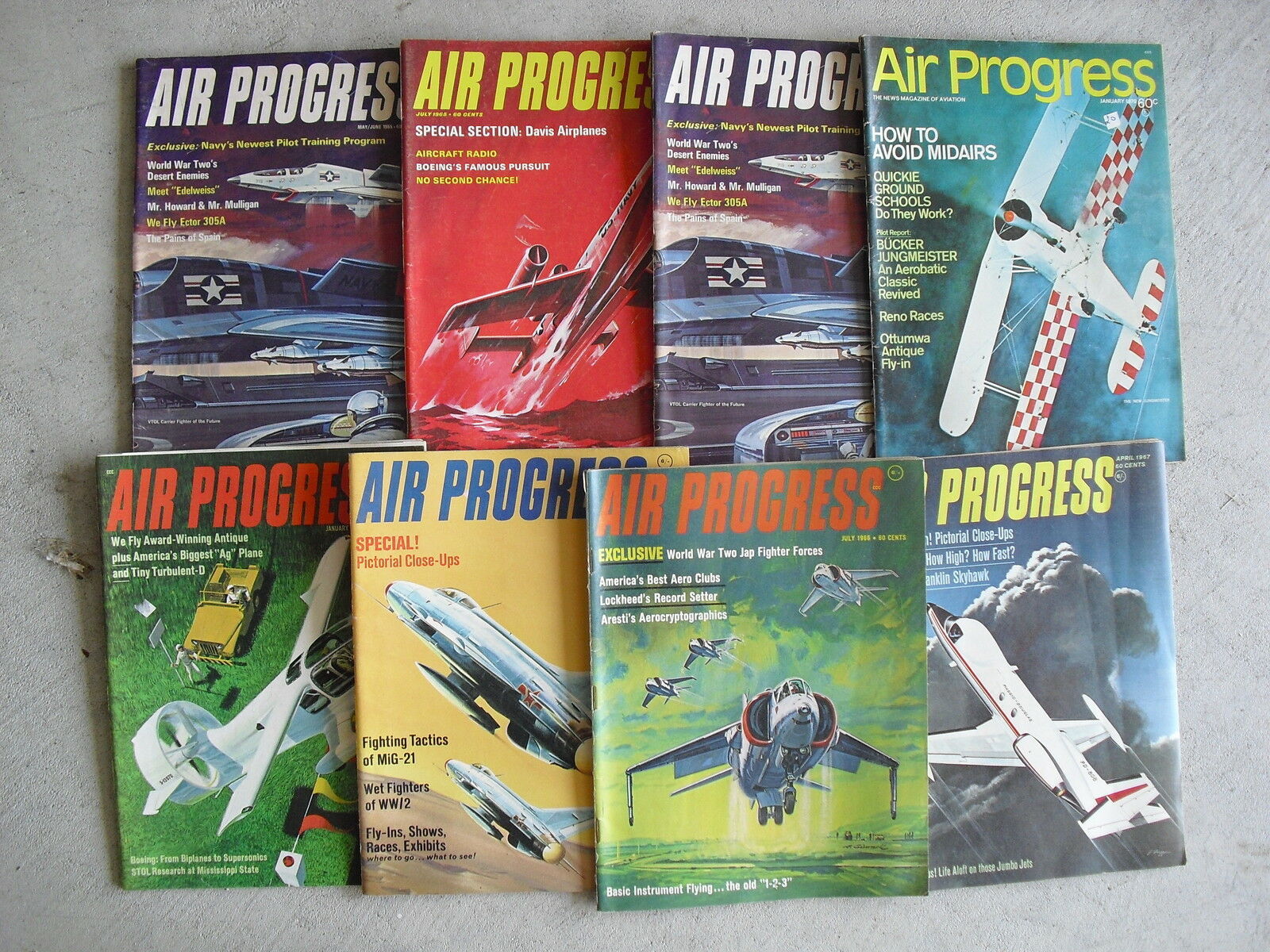 Lot of 8 Vintage 1965 to 1970 Air Progress Magazines - Magazines