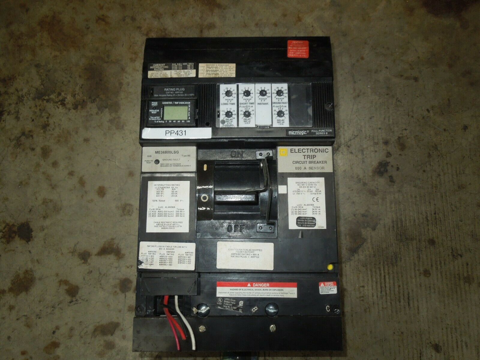 Square D I-Line ME36800LSG 800A 3P ARP100 Plug 800A Rated Ammeter LSIG ...