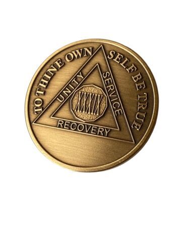 39 Year AA Medallion Bronze Serenity Prayer Sobriety Chip - Tokens ...