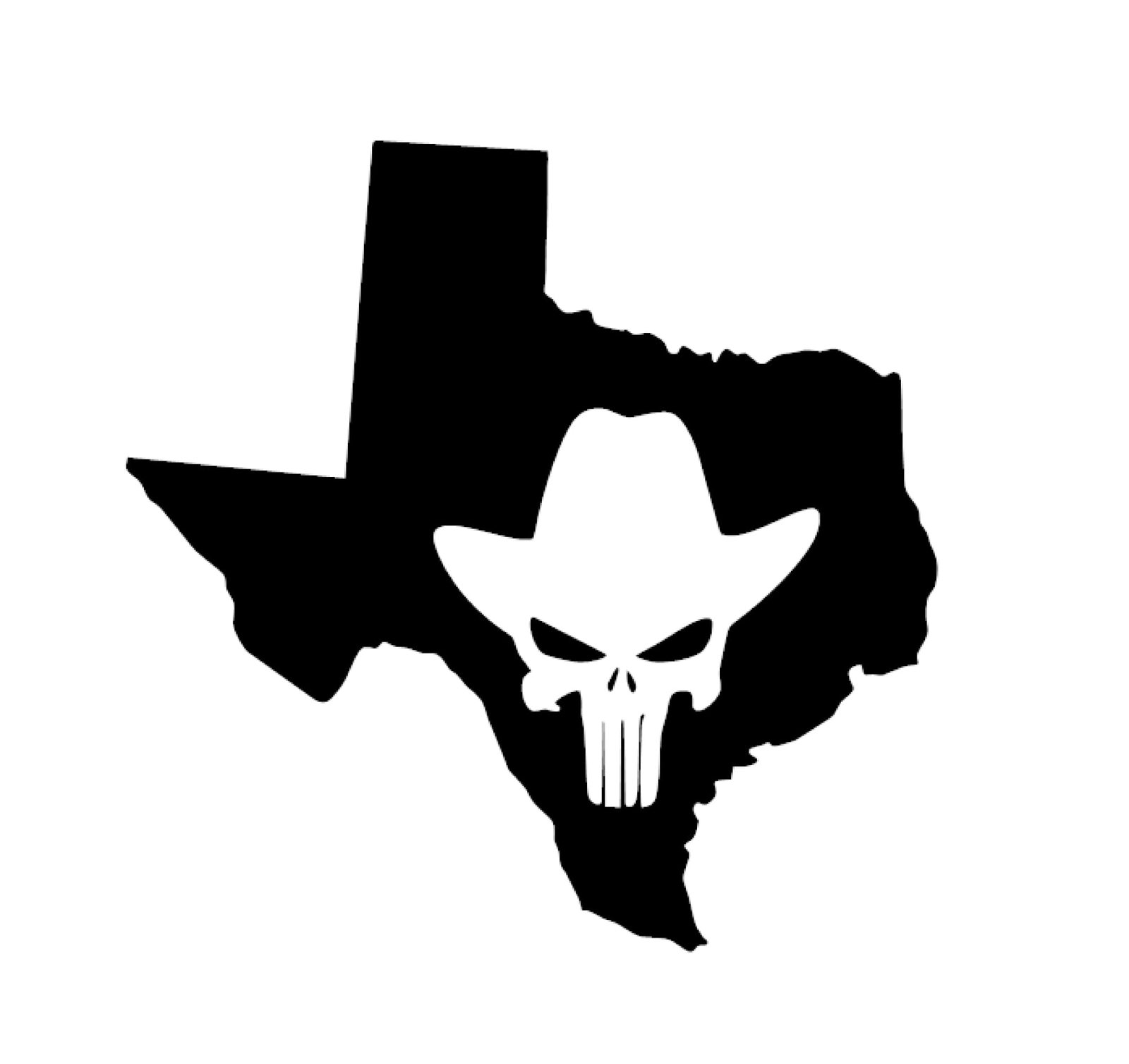Texas Cowboy Skull State Map Vinyl Decal Sticker - Custom Truck Bumper ...