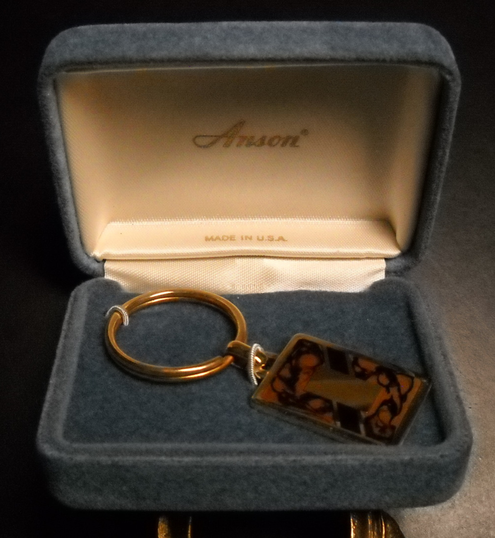 Anson Key Chain Gold Color Metal Brown Black Still in Original Box ...