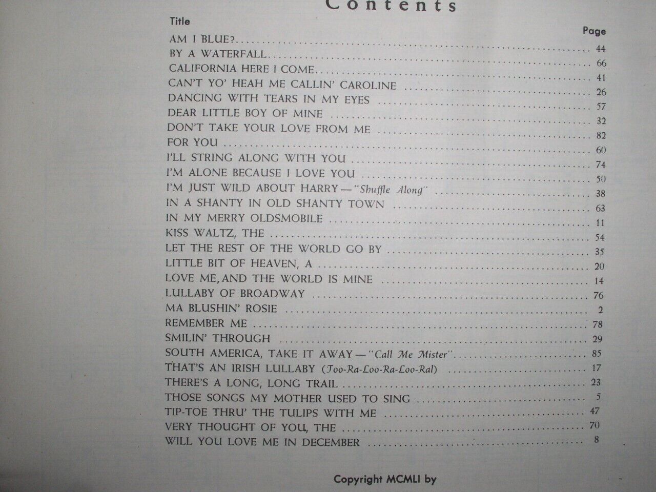 Witmark Hits Through The Years Songbook Vintage 1951 M. Witmark & Sons ...