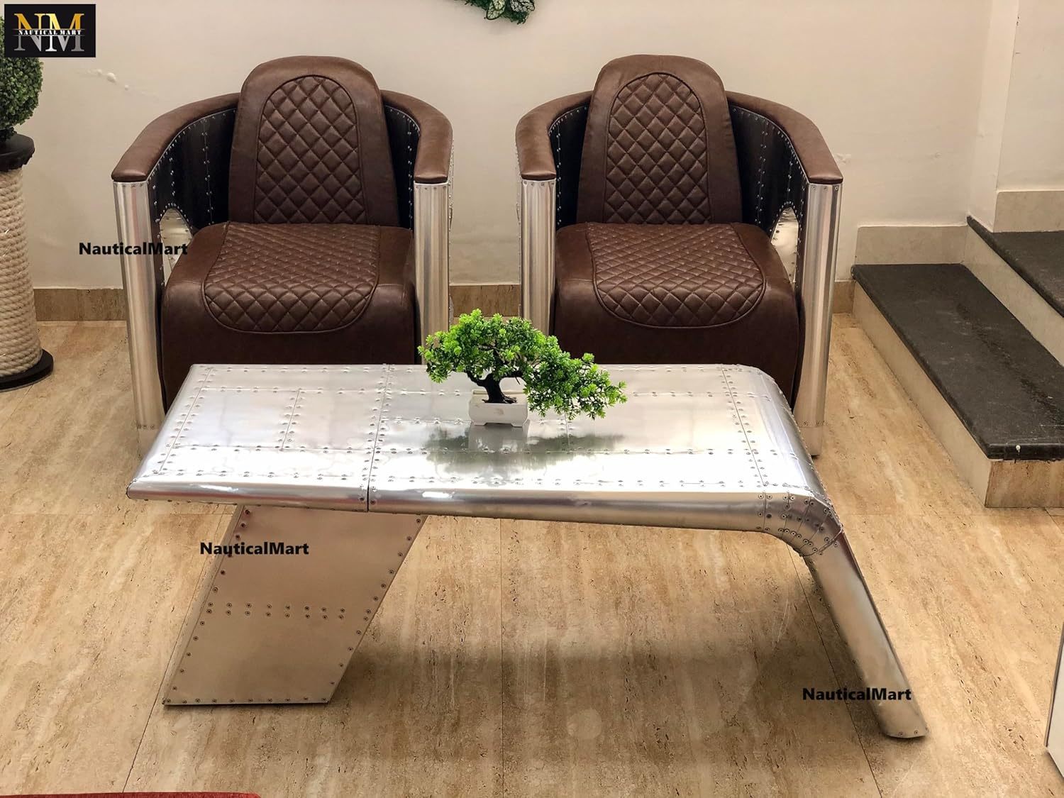 NauticalMart Aluminum Aviator Spitfire Sofa Chair Wing Desk Coffee ...