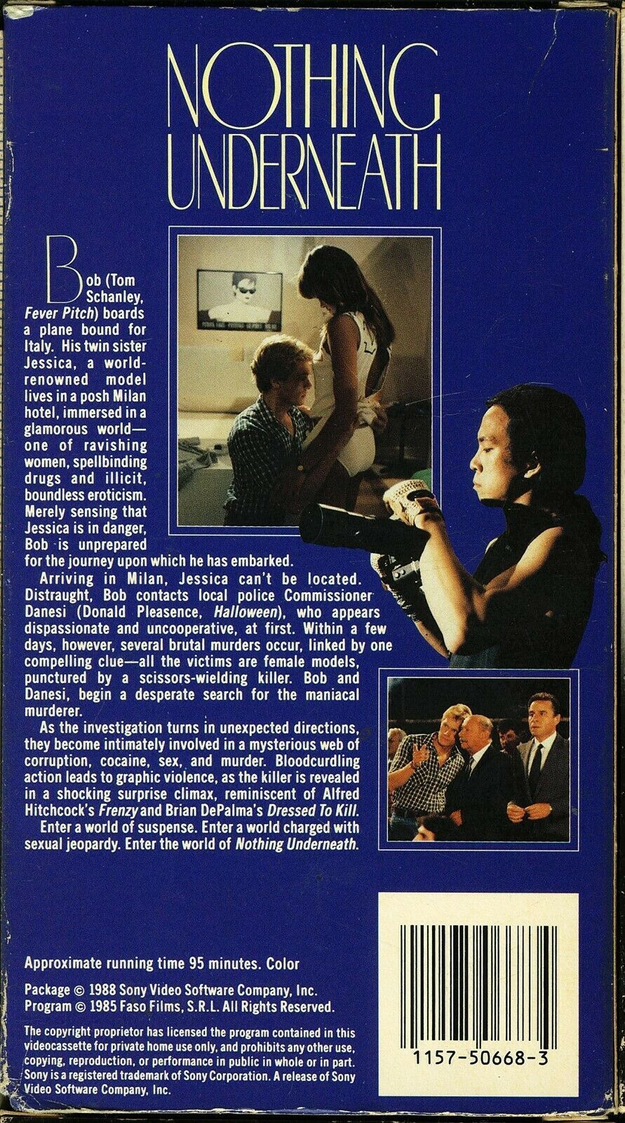 NOTHING UNDERNEATH VHS RENEE SIMONSEN TOM SCHANLEY SONY VIDEO TESTED ...