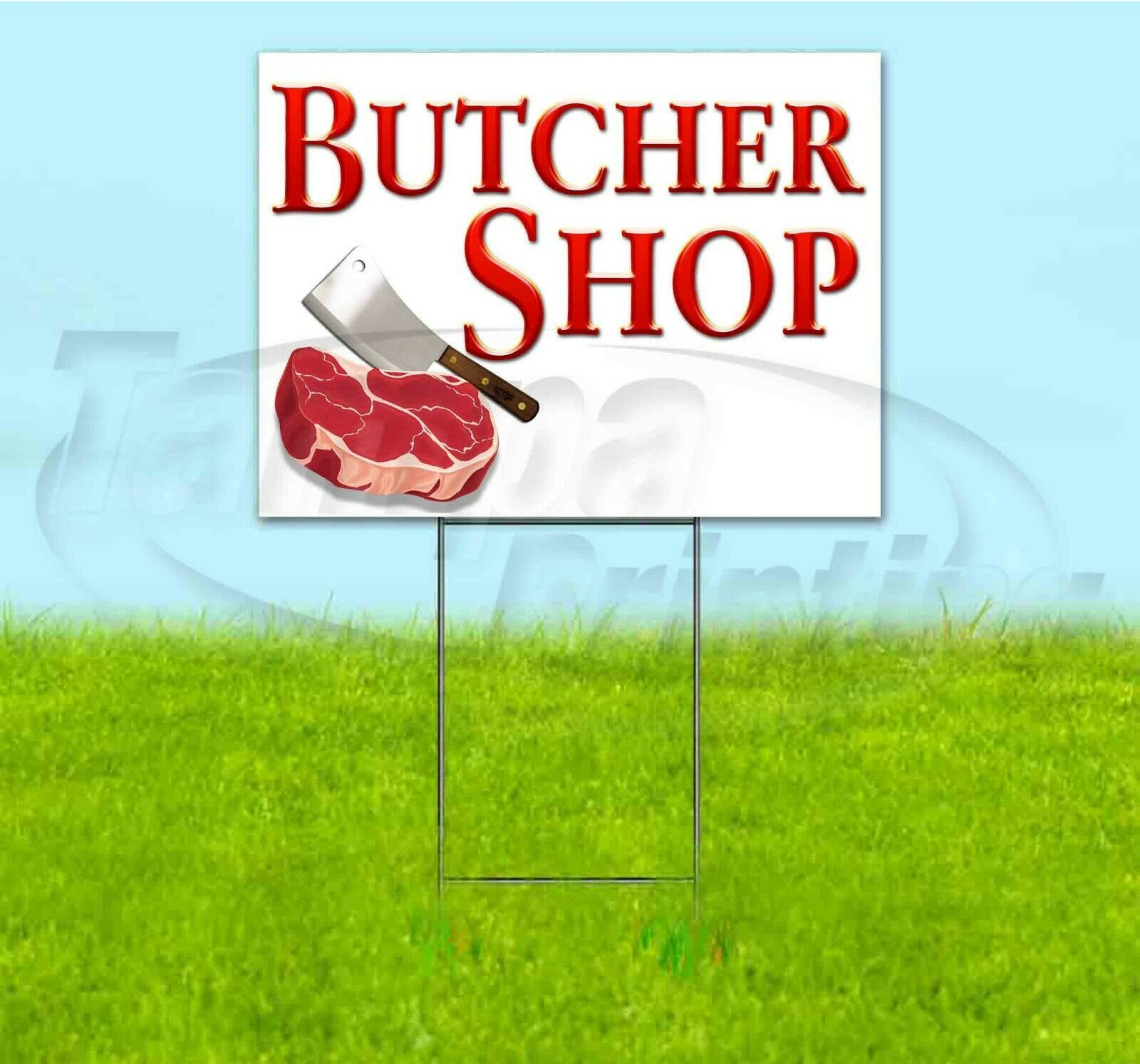 BUTCHER SHOP 18x24 Yard Sign WITH STAKE Corrugated Bandit USA BUSINESS ...