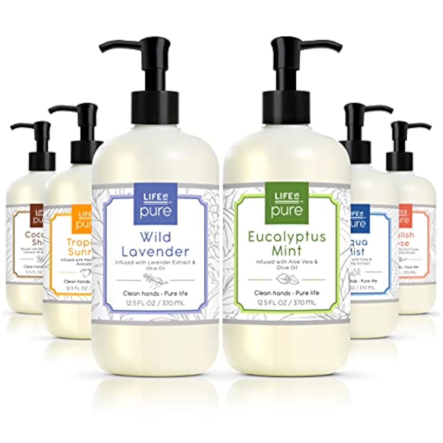 Pure, 6 Fresh & Soothing Scents, Variety Pack, Liquid Hand Soap, 12.5 ...