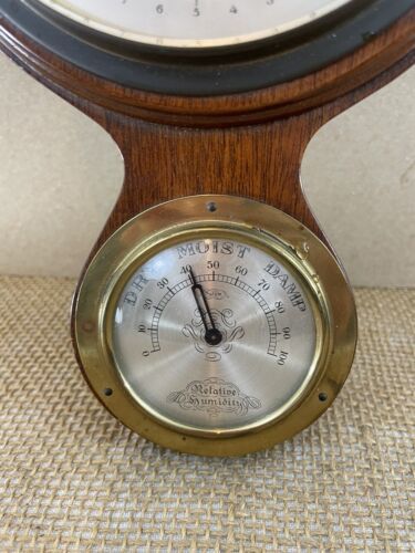 Salem England Mahogany 516 Banjo Style Barometer Weather Station ...