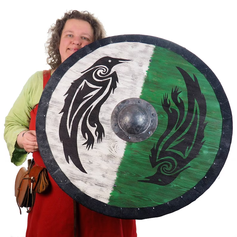 Medieval Viking Shield Wood & Steel LARP SCA battle Ready Decorative ...