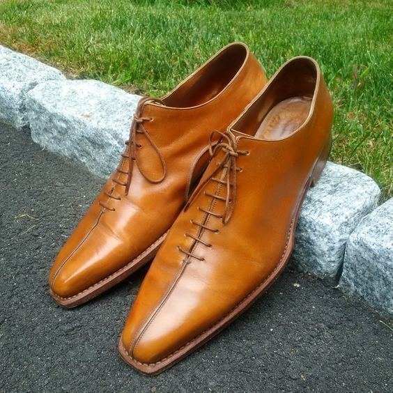 New Handmade Men Formal Leather Shoes, Men Tan Color Dress Shoes, Men ...
