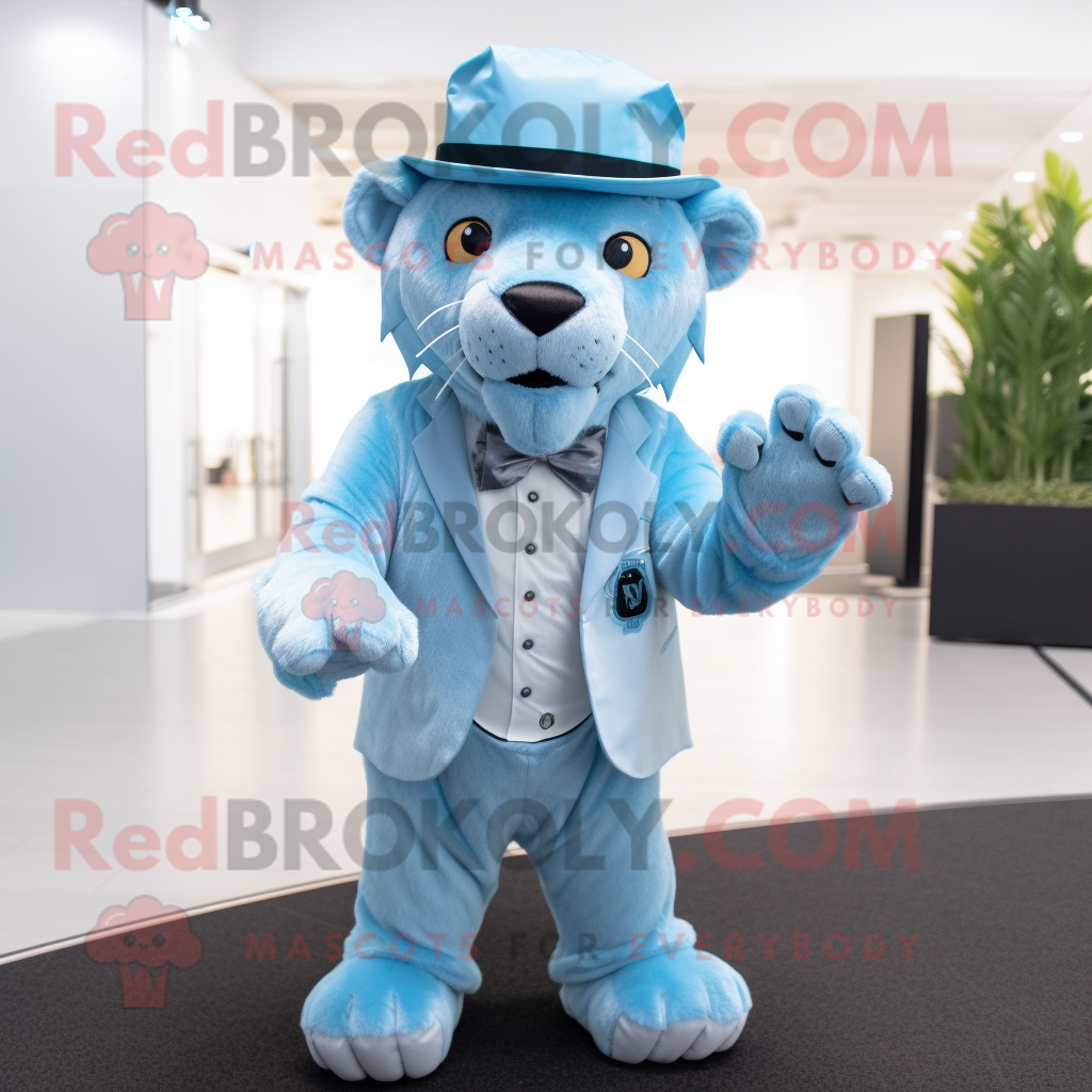 Sky Blue Smilodon mascot costume character and similar items