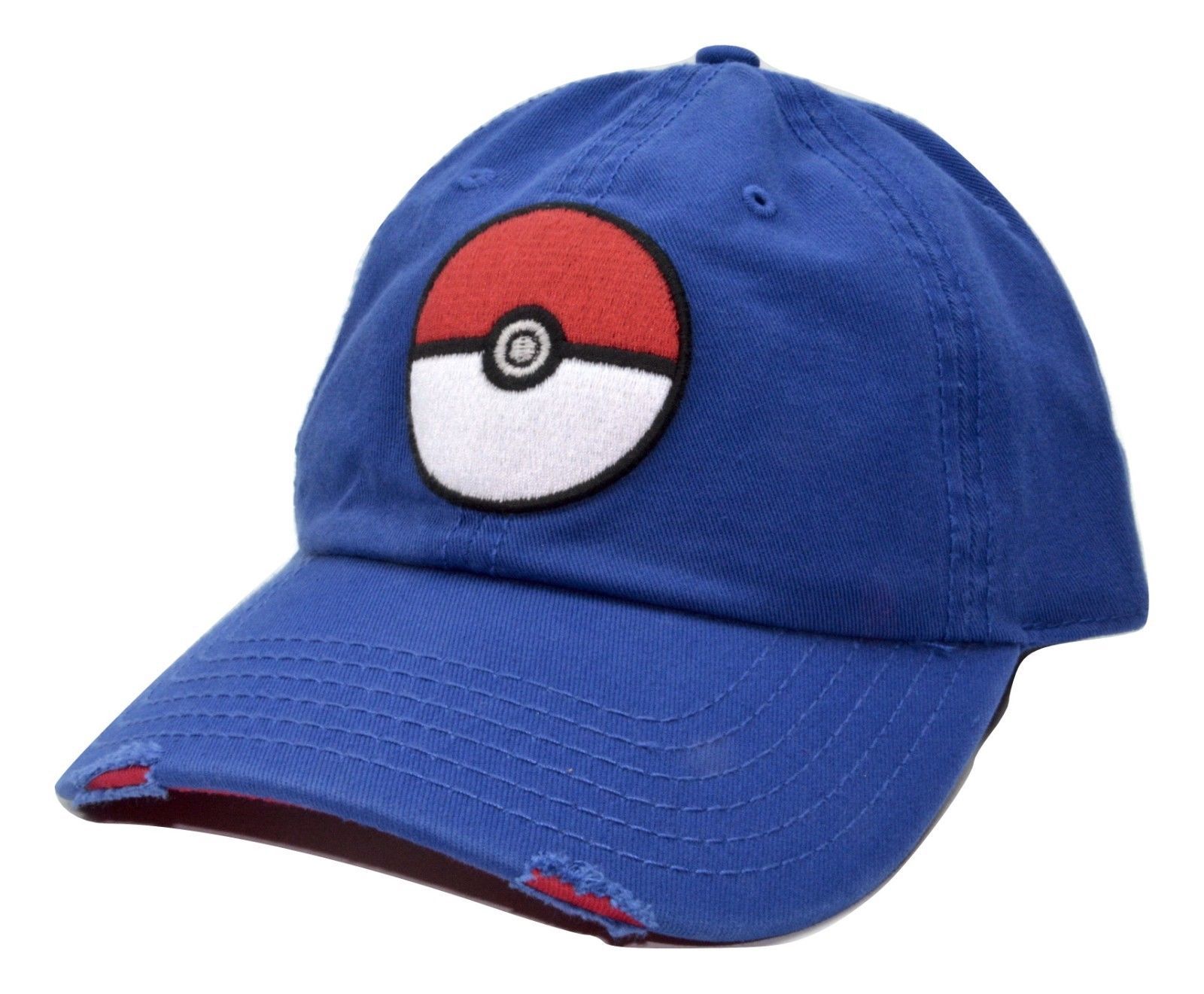 Nintendo Pokeman Pokeball Tattered Bill Adjustable Blue Baseball Cap ...