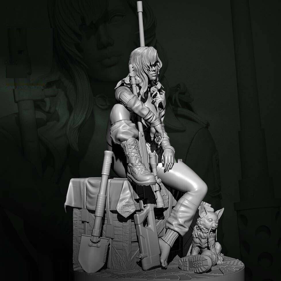 1/24 Resin Model Kit Beautiful Girl Woman Sniper Shooter Fantasy ...