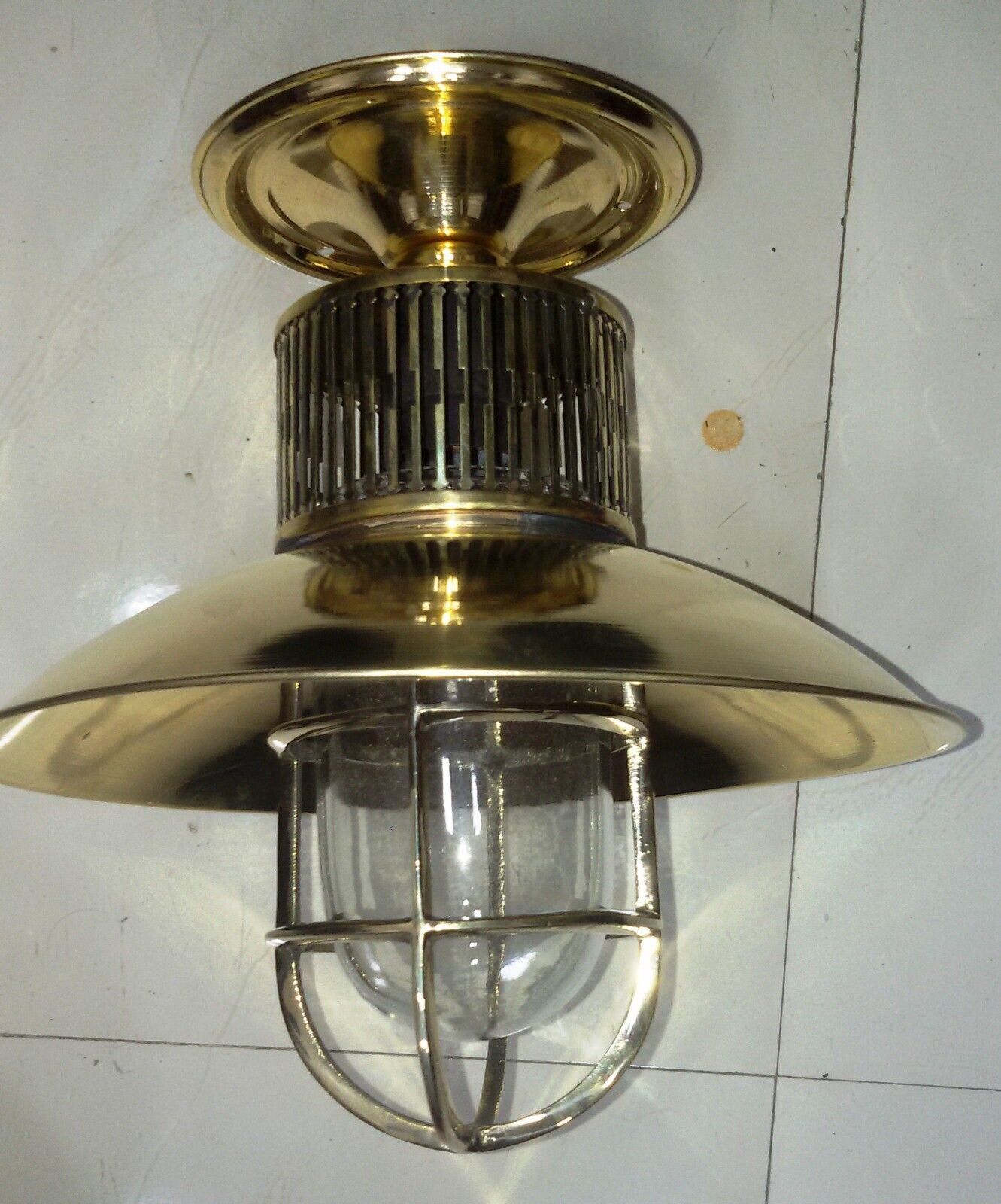 Marine Brass Ceiling/Post/Bulkhead Light - Victorian Style with Shade ...