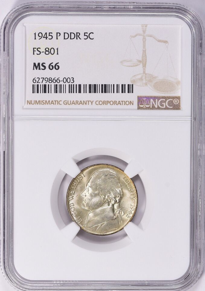 1945 P- Jefferson Nickel- DDR- FS801- NGC MS66- 4 Full Steps (NOT 5 FS ...