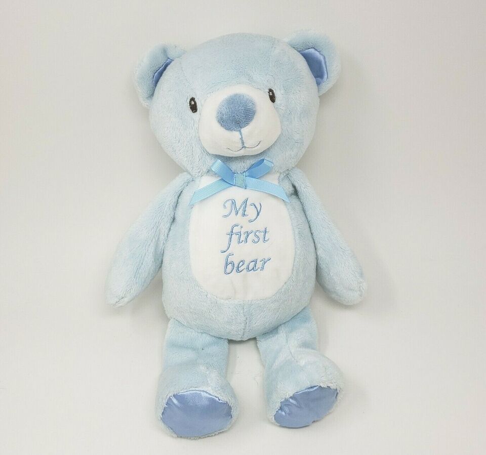 13" KELLYTOY BABY BLUE MY FIRST 1ST TEDDY BEAR RATTLE STUFFED ANIMAL ...