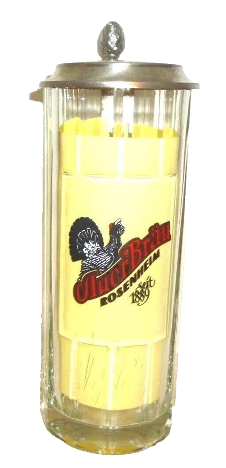 Auer Brau Rosenheim lidded German Beer Glass Seidel - Germany