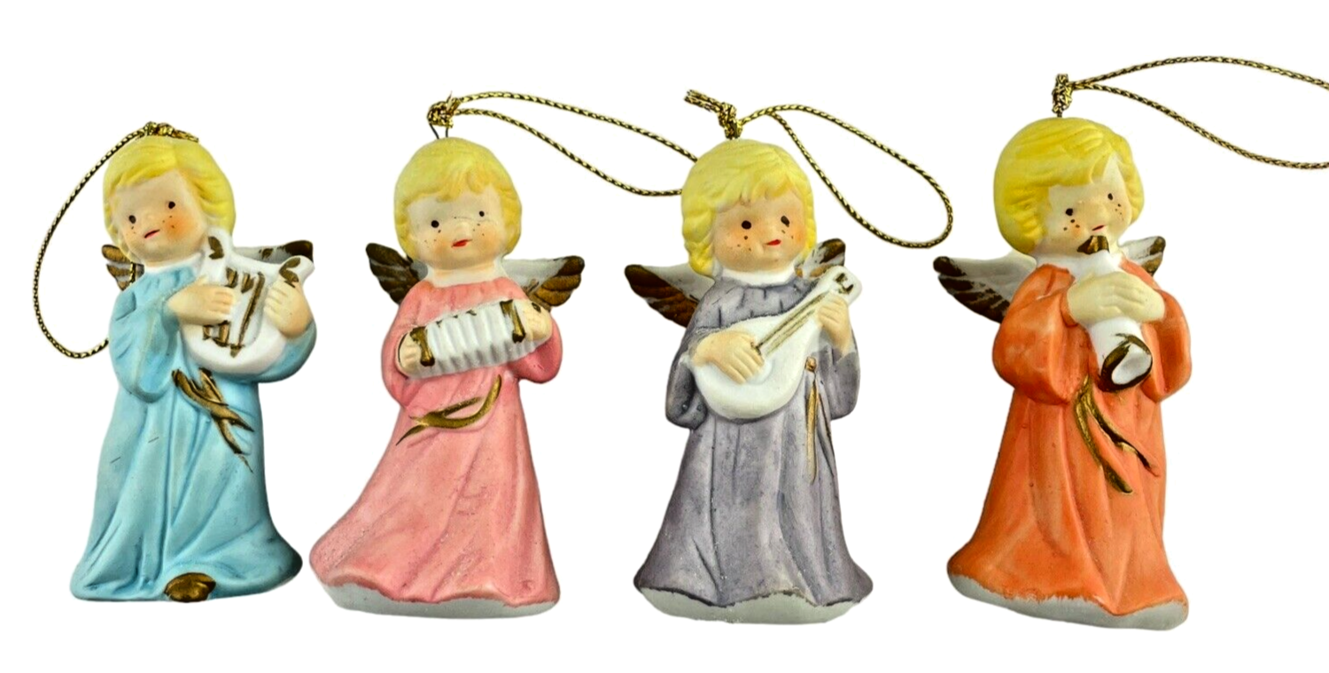Trim Trends Angels Musical Instruments Ornament Set of 4 Hand Painted ...