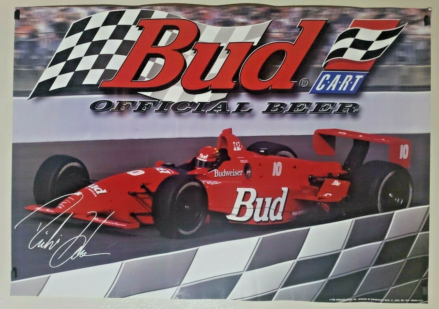 Vintage Anheuser Busch Budweiser Cart Racing Tavern / Store Poster 27 ...