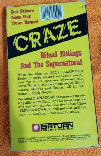 Craze - Jack Palance - Rare Old VHS (bs1) - VHS Tapes