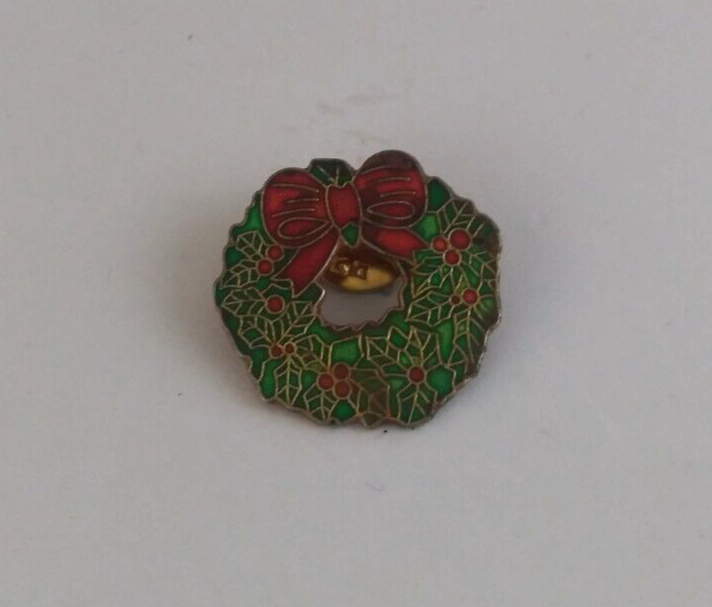 Vintage Christmas Holly Wreath Lapel Hat Pin - Other