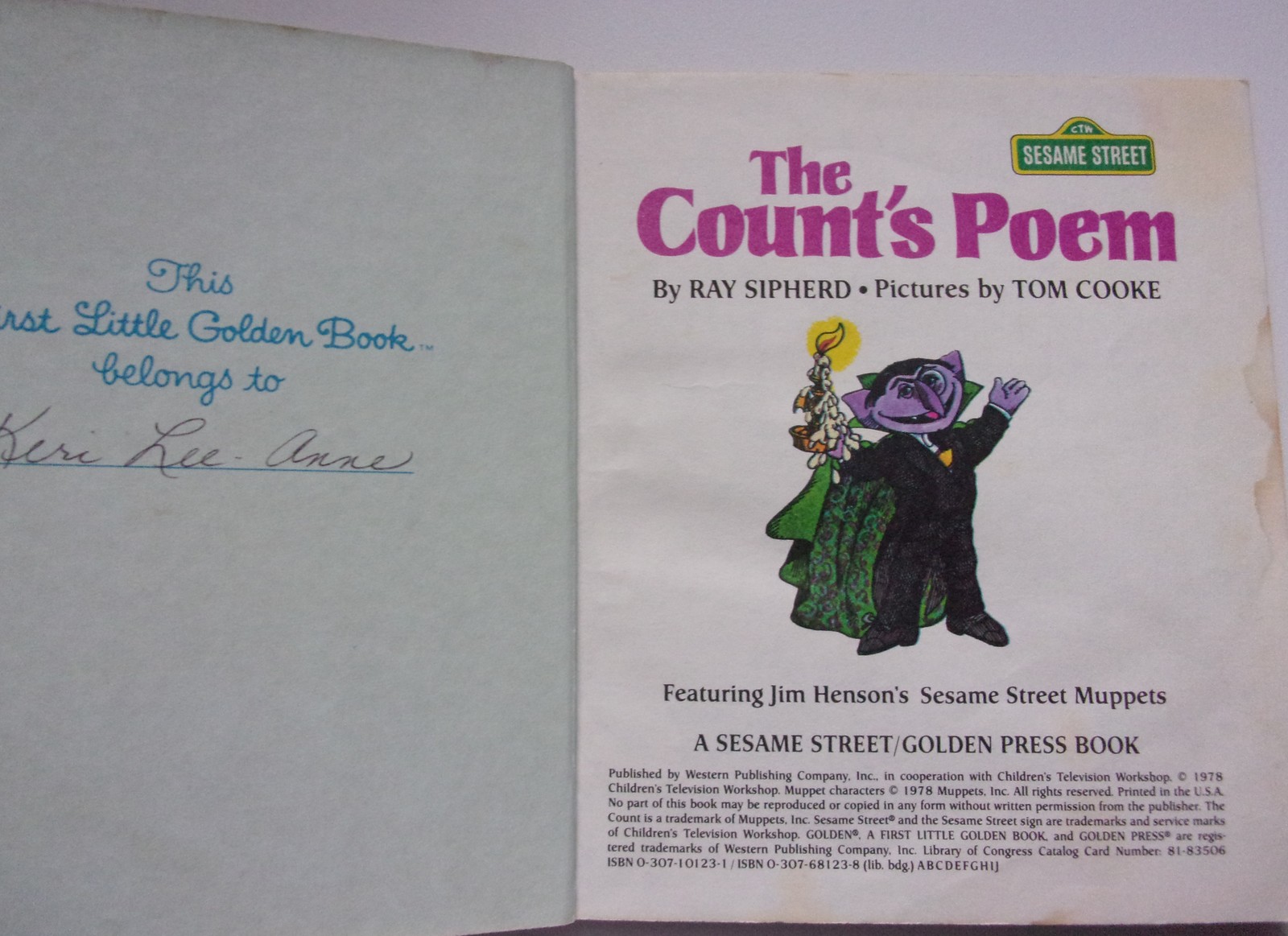 A Little Golden Book Sesame Street The Count’s Poem by Ray Sipherd 1978 ...
