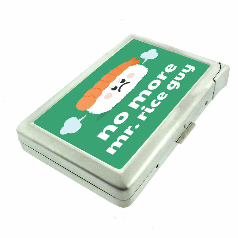 Rice Guy Pun Em1 Cigarette Case with Built in Lighter Metal Wallet - Cases