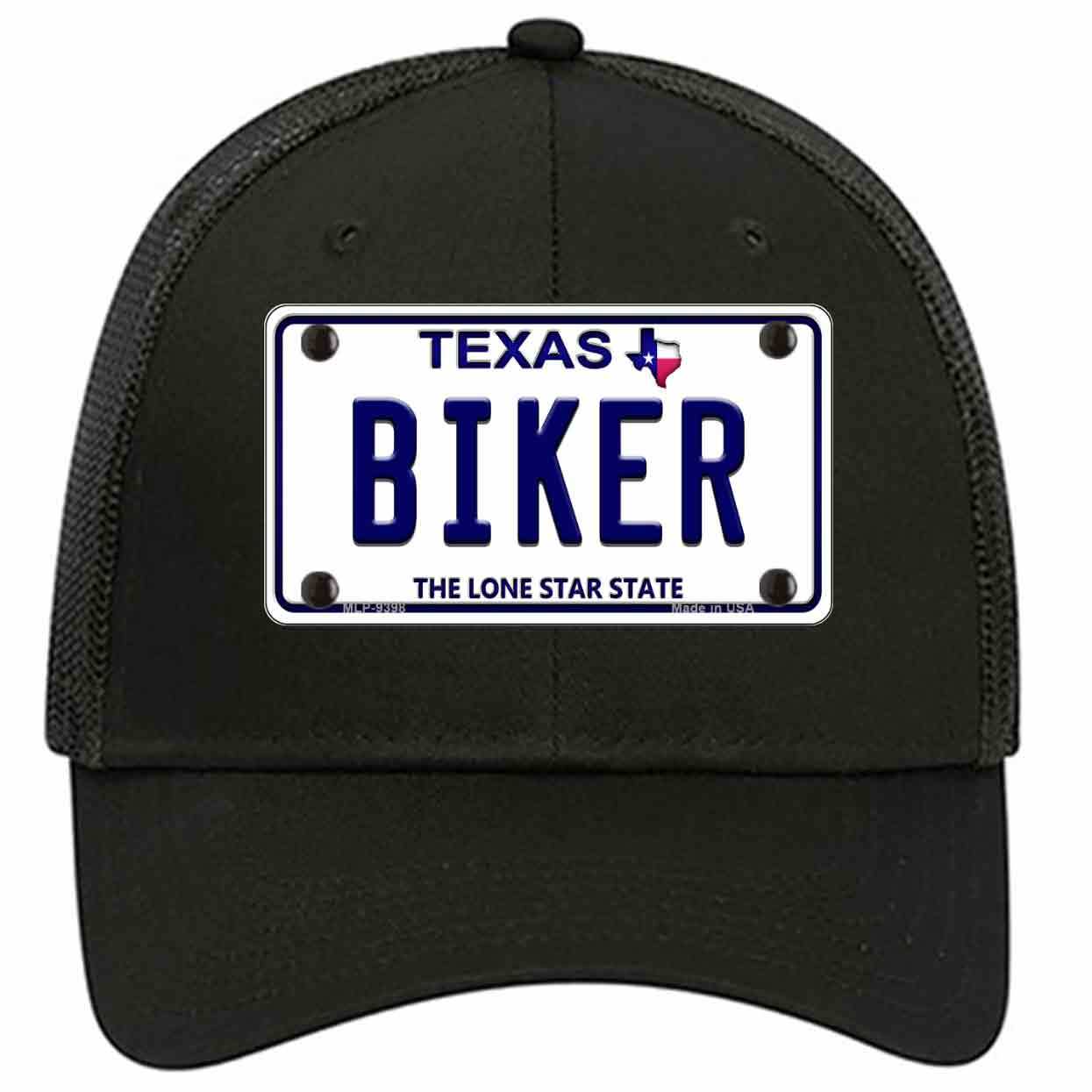 Biker Texas Novelty Black Mesh License Plate Hat - Hats