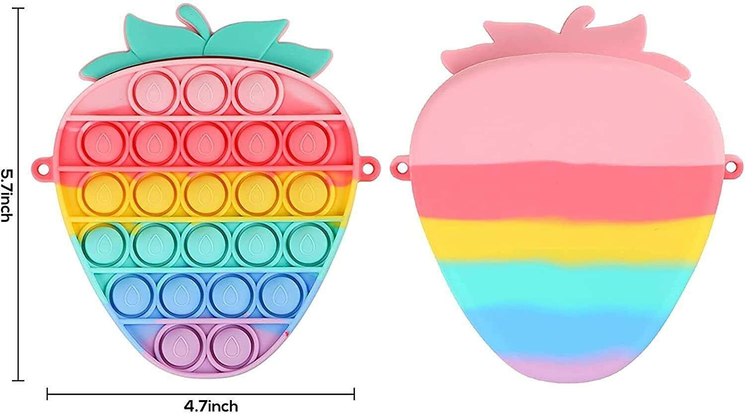 Rainbow Strawberry Bag w Shoulder Strap Pop Fidget Toy Simple Dimple ...