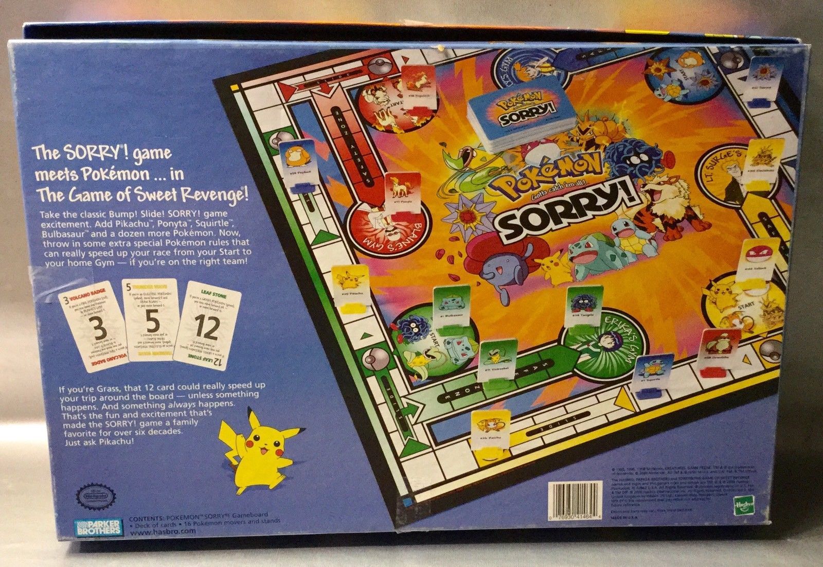 POKEMON SORRY BOARD GAME Parker Brothers 2000 Bulbasaur Pikachu Ponyta ...