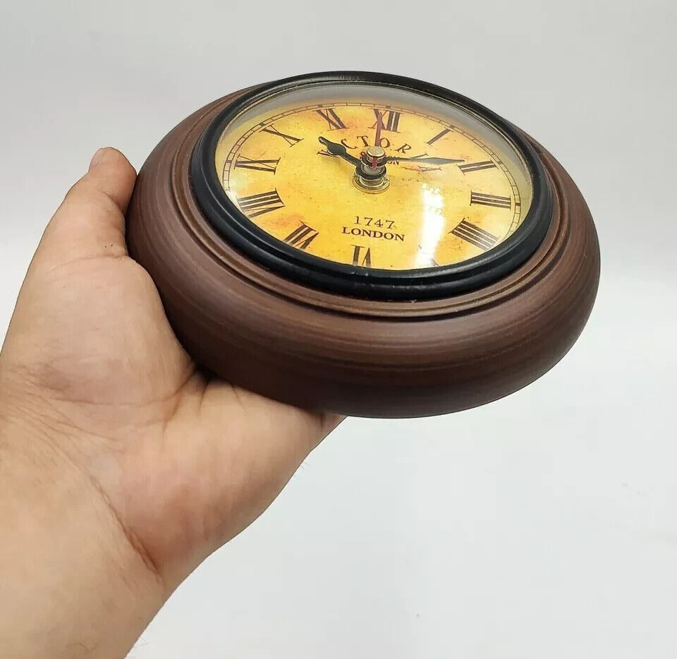 Vintage Antique Wood Wall Clock Small Clock Battery operated study room ...
