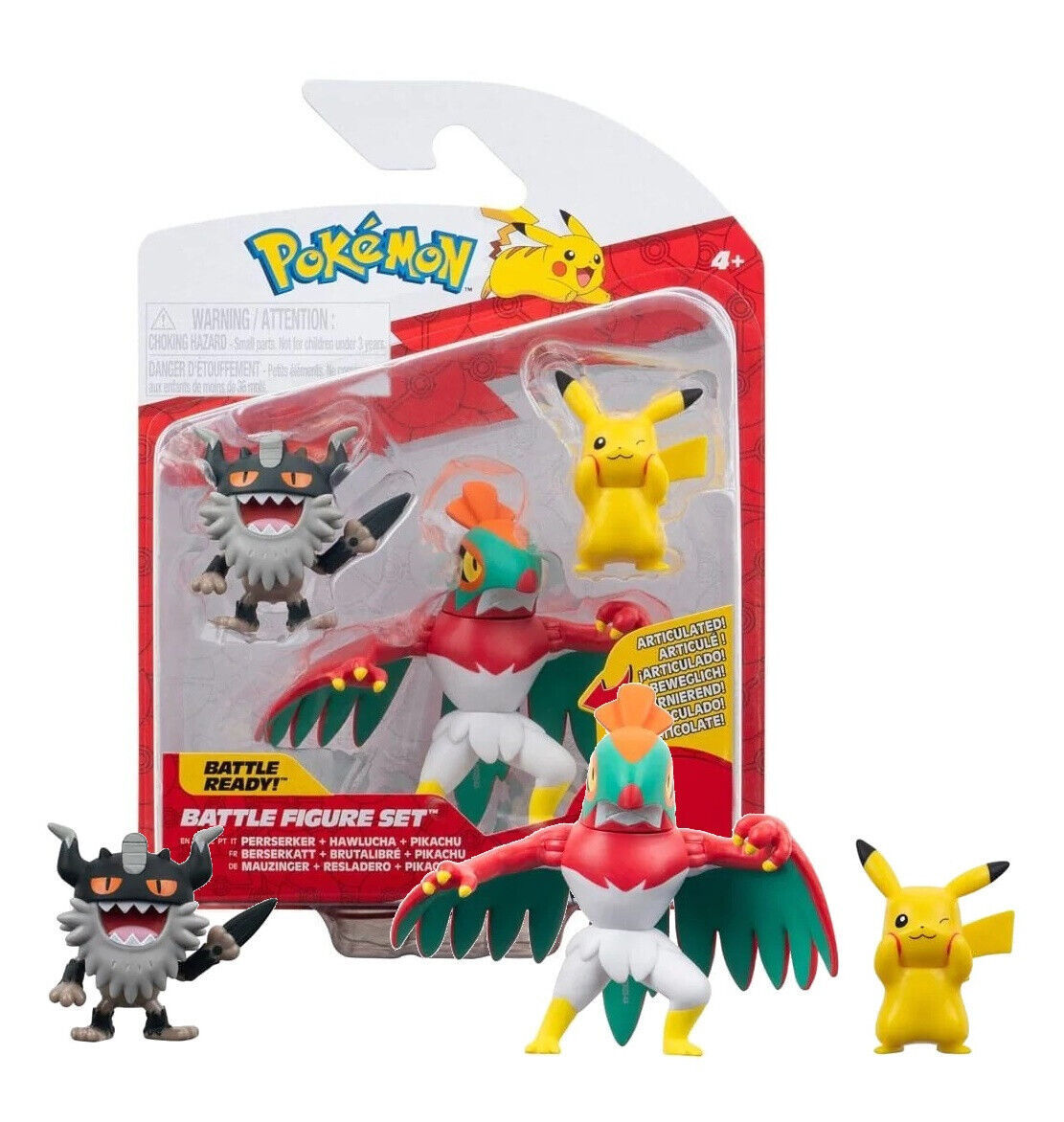 Pokemon Battle Ready! Perrserker Hawlucha Pikachu Battle Figure Set NIP ...