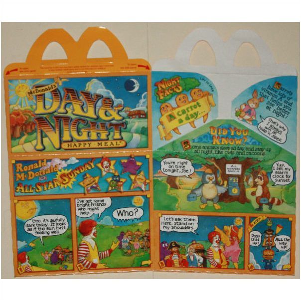 1985 McDonalds Day & Night All Star Sunday Happy Meal Box - Fast Food