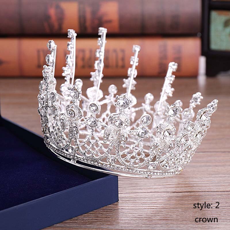 FORSEVEN Full Circle Round Tiara and Crown Rhinestone Crystal Diadem ...
