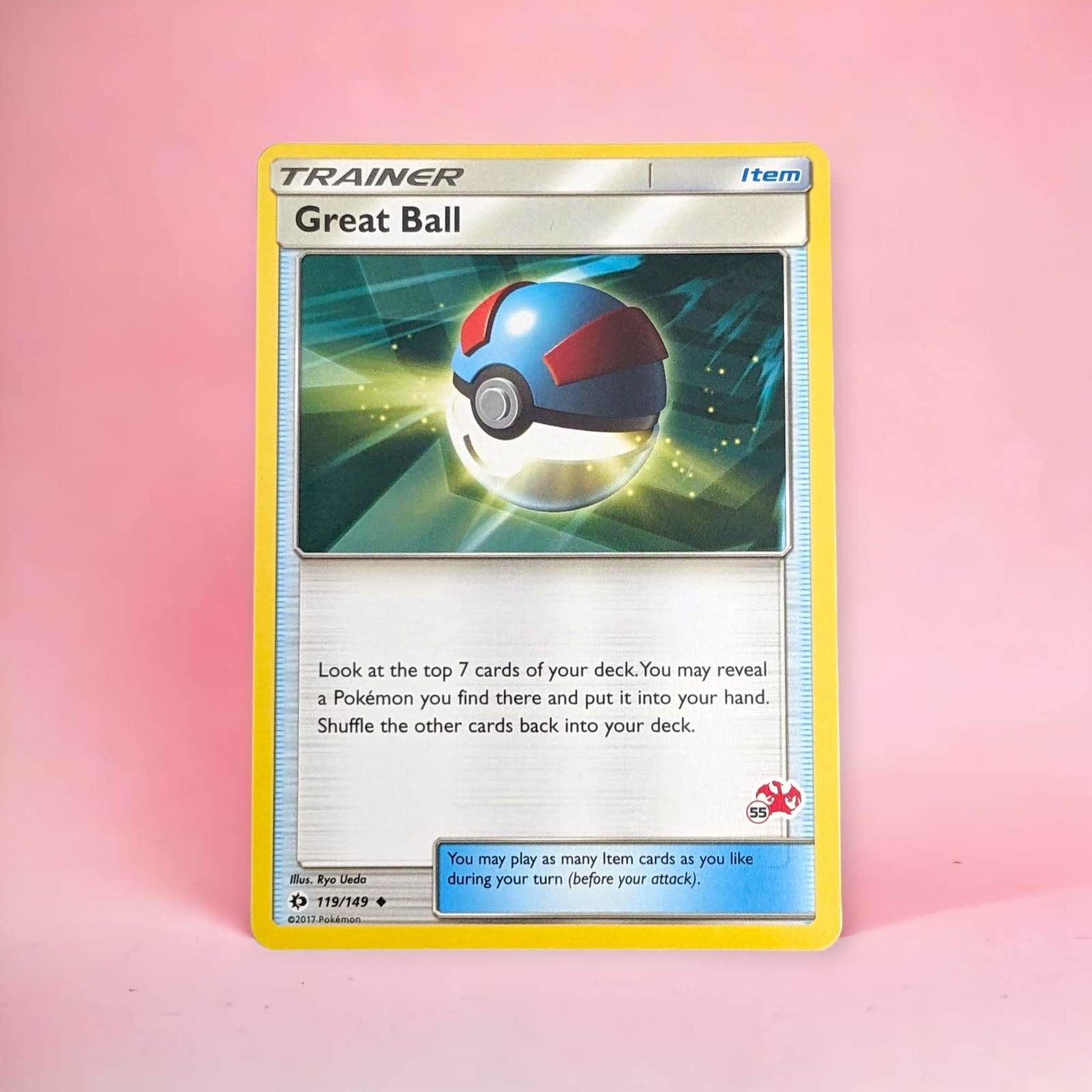 Sun and Moon Pokemon Card: Great Ball 119/149, #55 Charizard Stamp ...