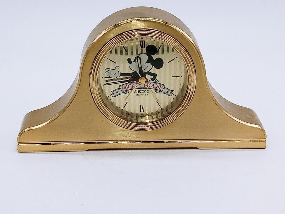Seiko Mickey Mouse Mantle Clock Walt Disney Company Quartz Gold Japan ...