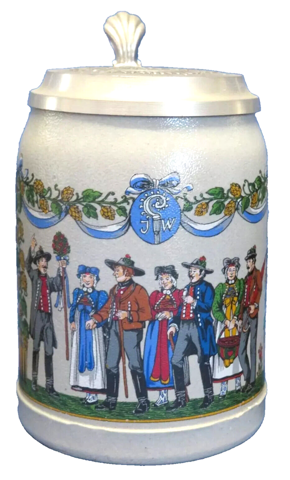 1995 Augustiner Brau Munich Oktoberfest lidded German Beer Stein - Germany