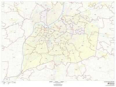 Louisville, Kentucky ZIP Codes Laminated Wall Map (MSH) - Maps & Atlases