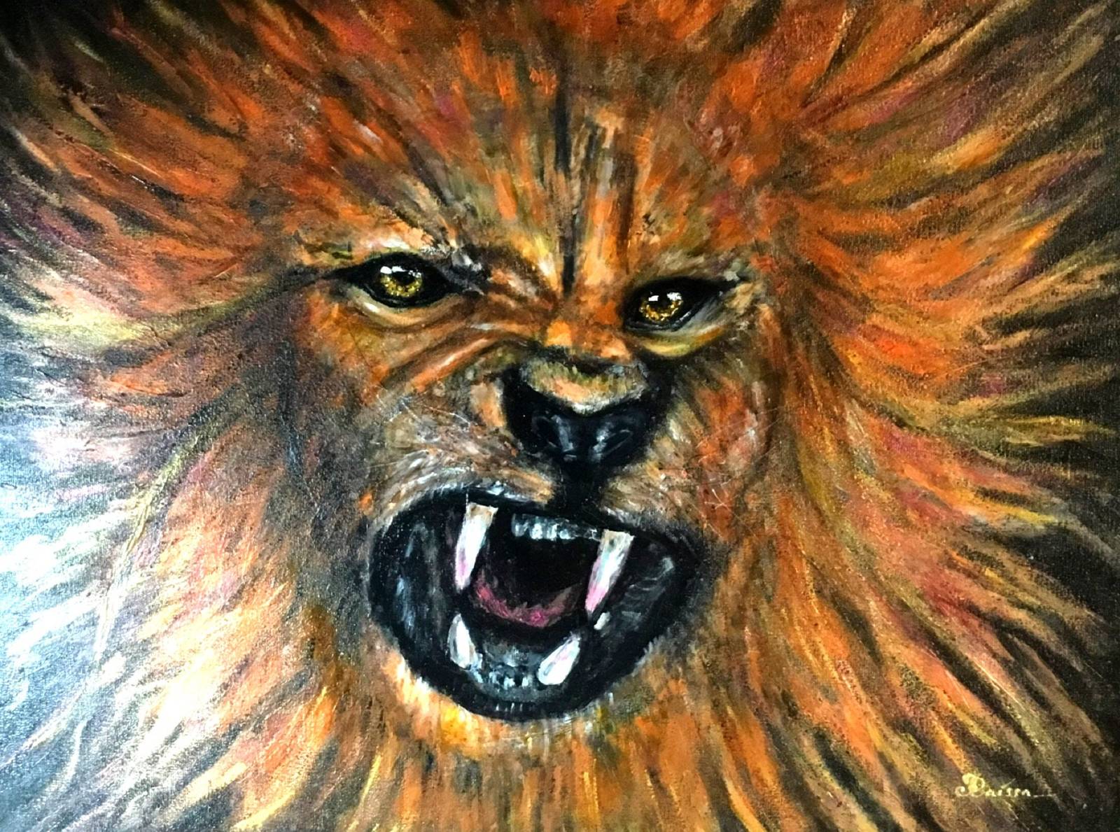 Lion painting ,roaring lion ,glow in the dark acrylic painting,canvas ...