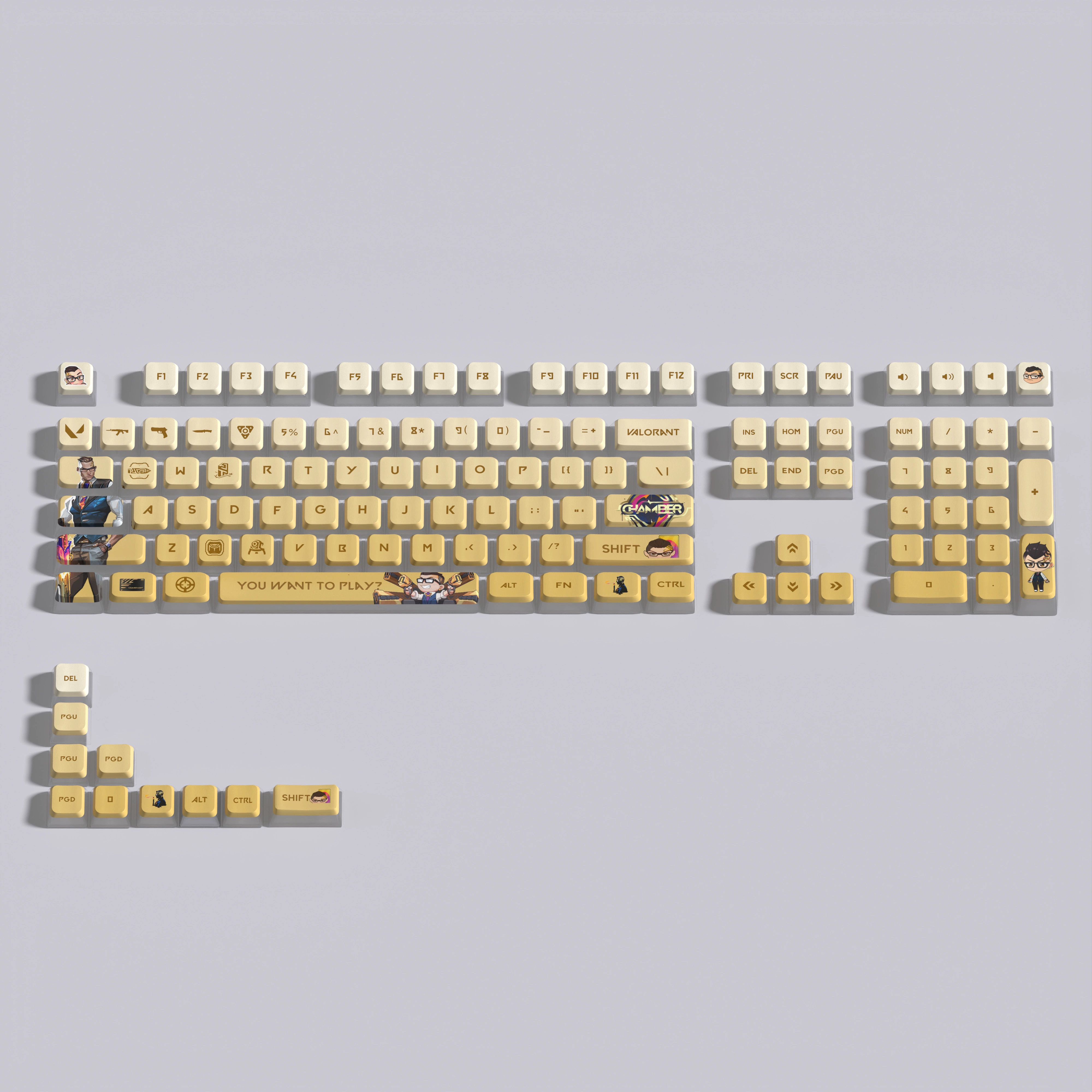 VALORANT Themed Keycaps Chamber White translucent on all sides PBT heat ...