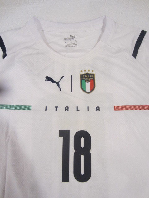 Nicolo Barella Italy 20/21 Euro Match Slim White Away Soccer Jersey ...
