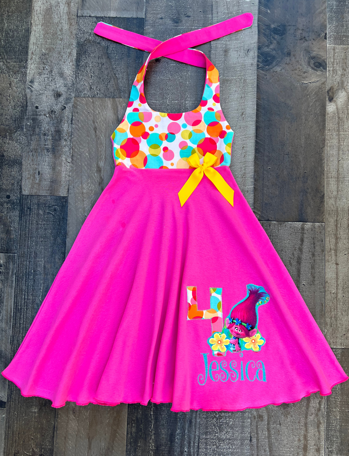 Poppy Troll Birthday Girl Twirl Dress | Poppy Troll Little Girl ...