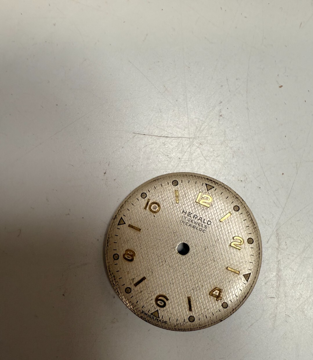 NICE Vintage 1940's Herald Watch Dial 17 Jewel Incabloc Cream 26mm Gold ...