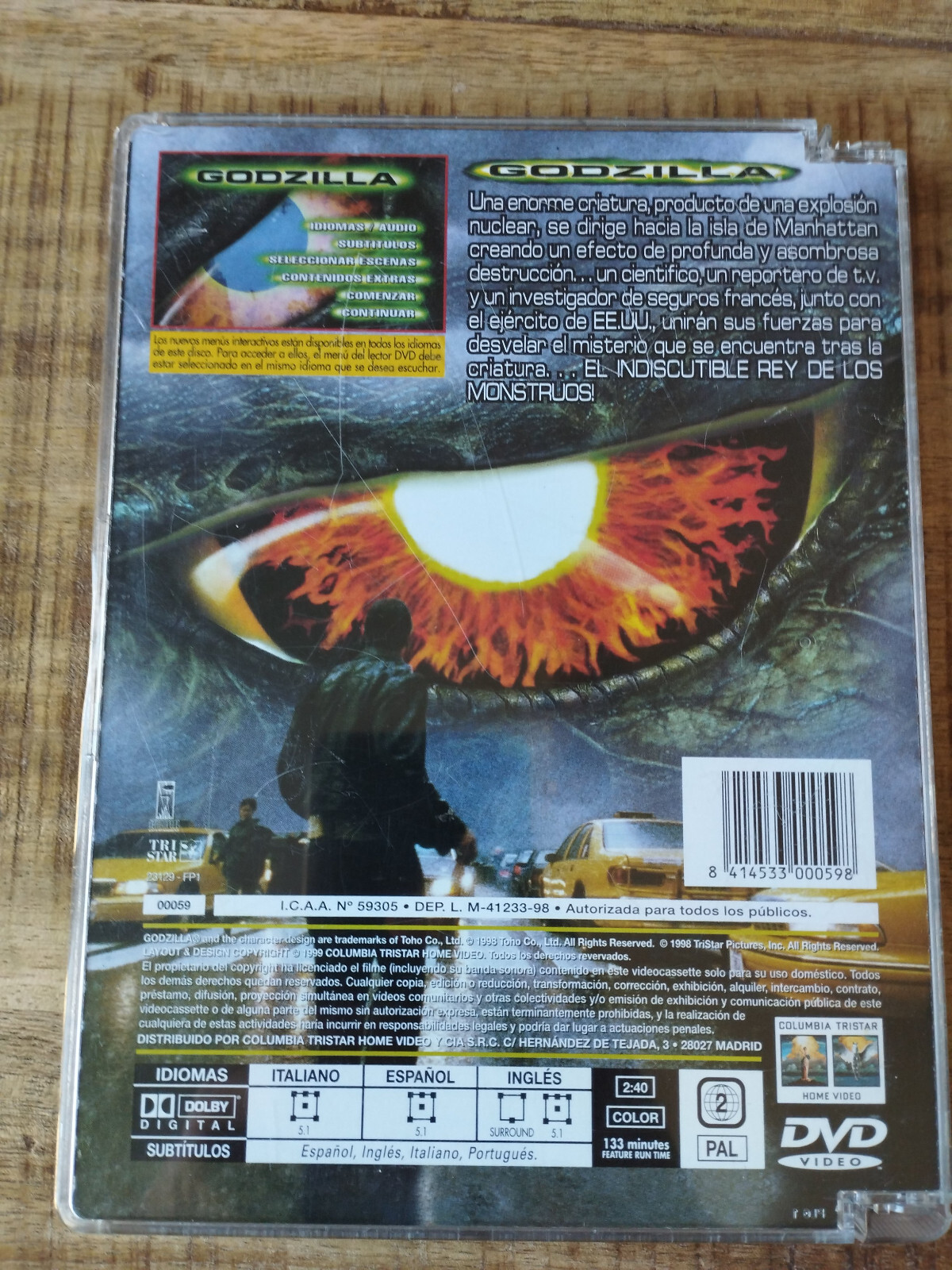 Godzilla 1998 Roland Emerich Matthew Broderick - DVD Espagnol Anglais ...